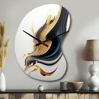 Black, White And Gold Liquid Art III - Abstract Liquid Ink Large Wall ...