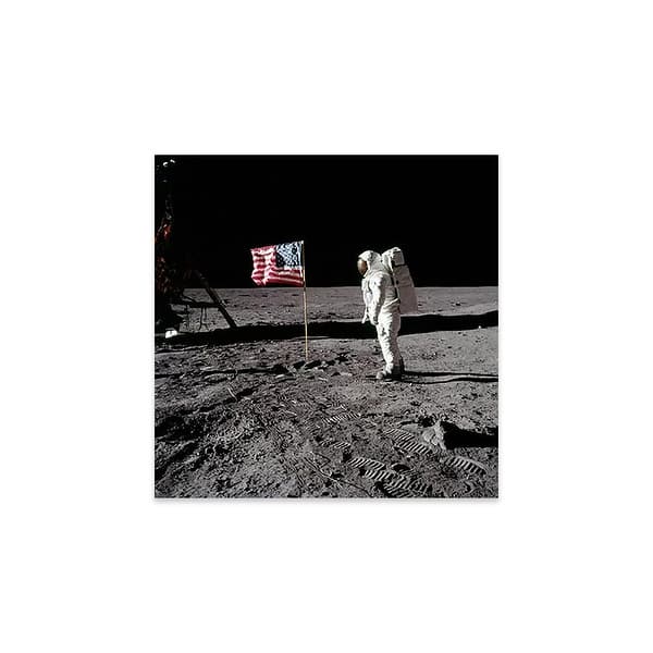 Neil Armstrong Placing American Flag on the Moon Print On Acrylic Glass ...