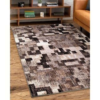 Orian Rugs Adagio Tower House Grey Geometric Stain Resistant Area Rug ...