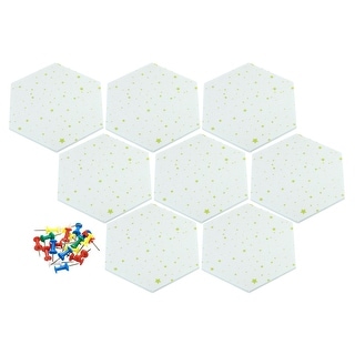 8Pcs Hexagon Felt Bulletin Tile Self Adhesive Wall DIY Pin Board White ...