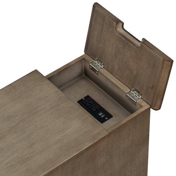 Vintage Wood End Table with USB Ports,1 Drawer with Cup Holder, Classic ...