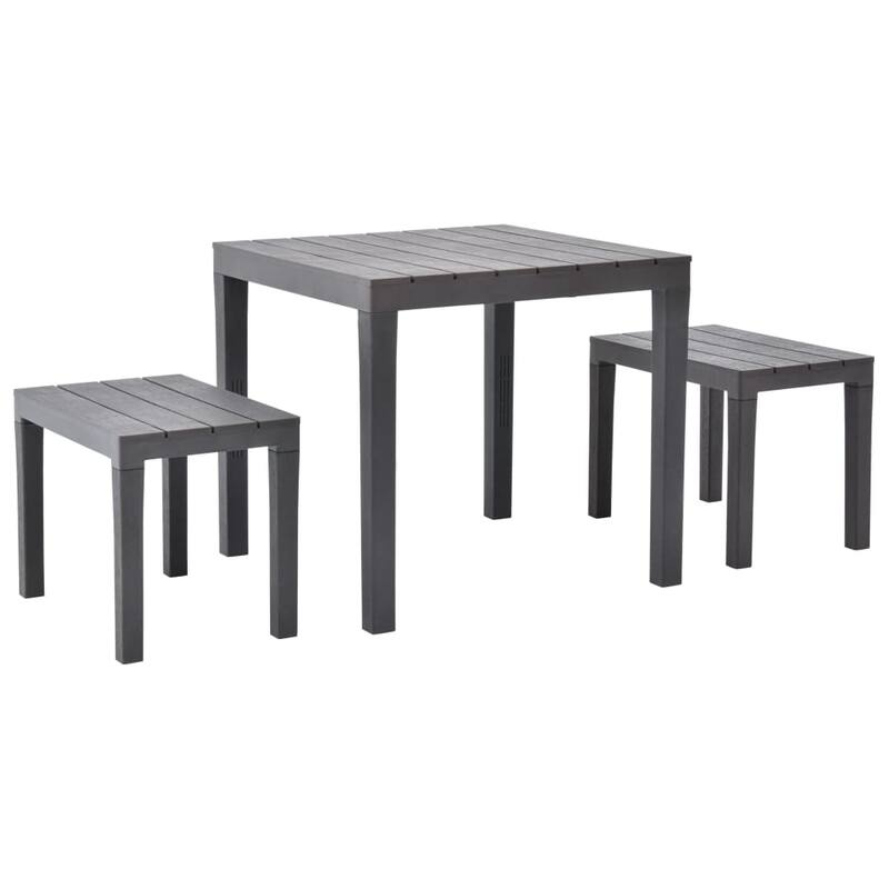 vidaXL Patio Table with 2 Benches Plastic Brown - Overstock - 31795803