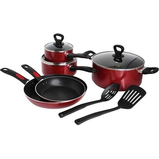 Mirro A796SA Get A Grip Aluminum Nonstick Cookware Set, 10-Piece, Red ...