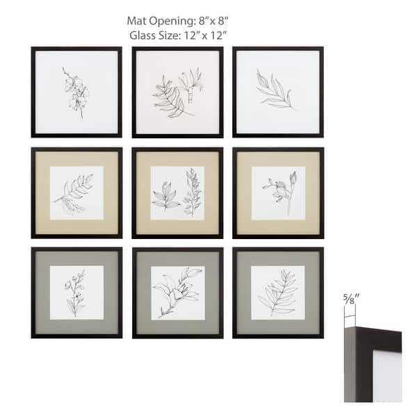 9 Piece Gallery Wall Frame Set with Decorative Art & Hanging Template ...