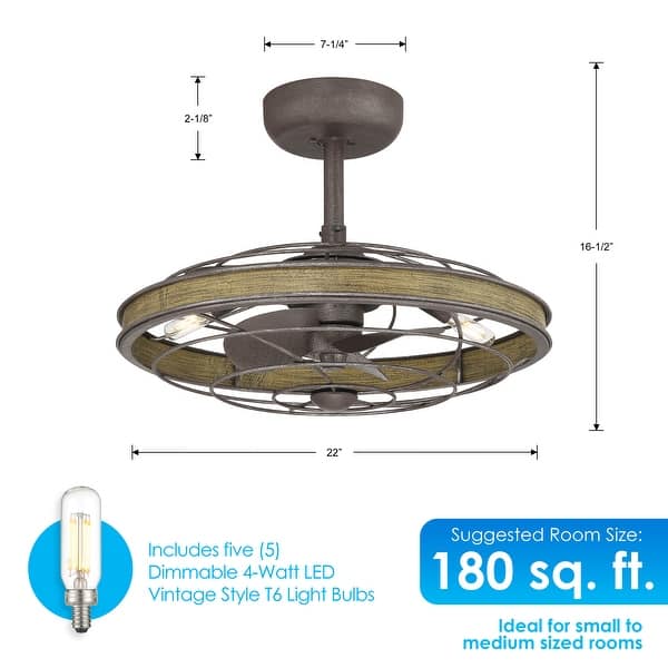 Blynn® 22 inch Ceiling Fan with Remote Control and Dimmable Lights ...