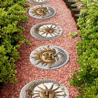 Glitzhome 6-Piece Sun & Moon Cement Stepping Stones Garden Decor - 10 ...