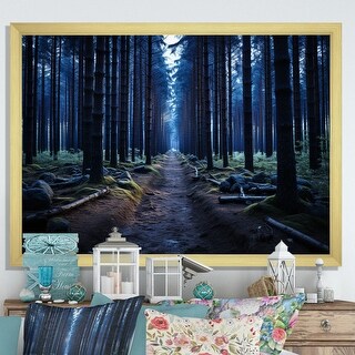 Designart "Blue Path To The Forest" Landscapes Framed Canvas Wall Art ...