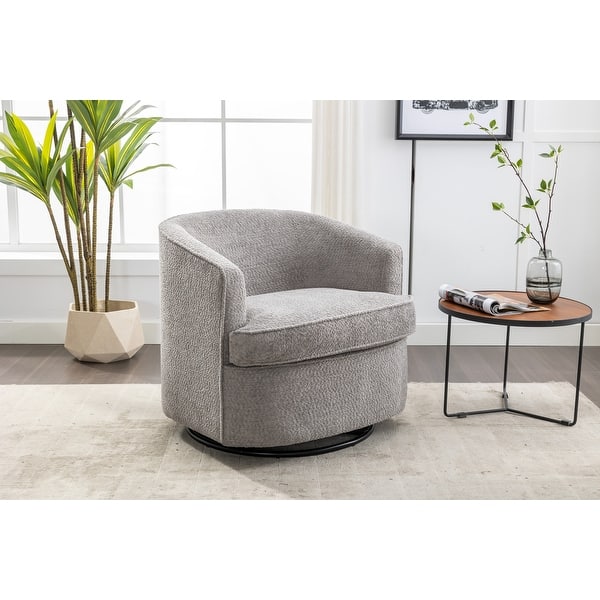 Swivel Barrel Chair Comfy Round Accent Sofa Chair 360째 Swivel Barrel ...
