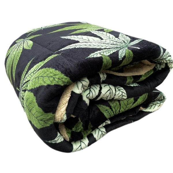 Marijuana Warm Thick Soft Borrego Sherpa Quilted Blanket 3 Piece Set - Bed Bath & Beyond - 32316175