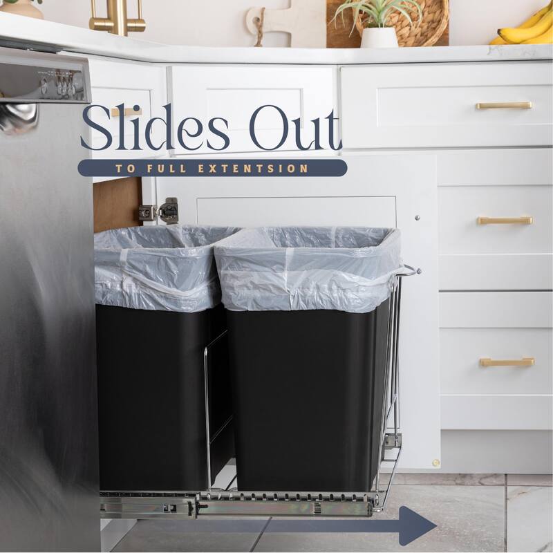 HOLDN' STORAGE Pull Out Trash Can Under Cabinet With Trash Can Included ...