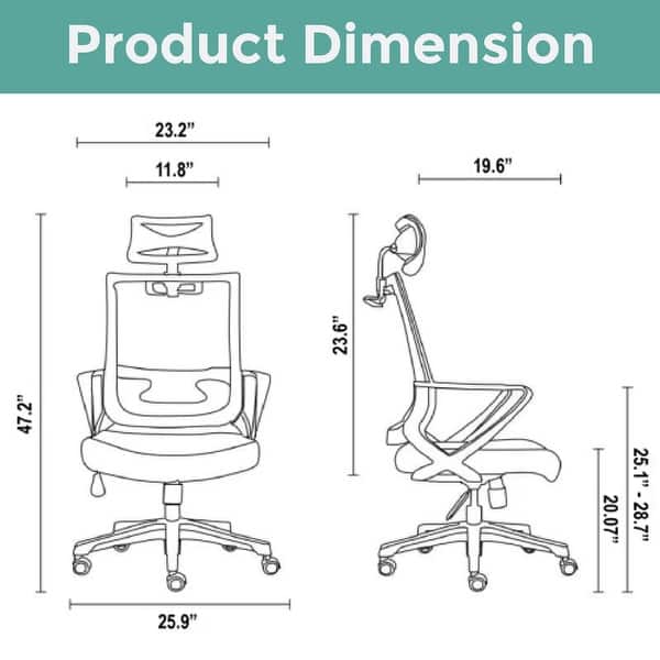 Executive office chair Black rolly chairs Fabric Mesh desk chair - Bed ...