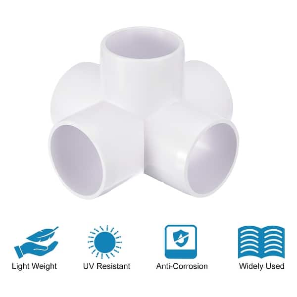 6Pack 5 Way PVC Elbow Fittings, 1/2 Inch PVC Pipe Fitting Connectors ...