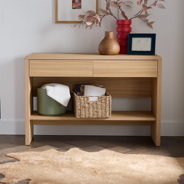 Brookside Reyna Modern Wood Console Table with Rounded Corners - Bed ...