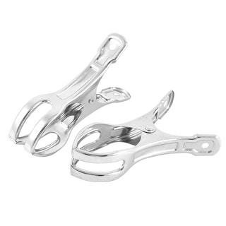 Laundry Clothes Stainless Steel Hanging Clips Clamps Pegs Hooks 2pcs ...
