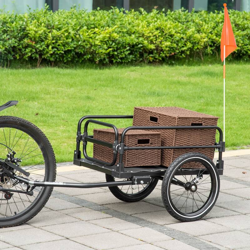 Aosom Bike Cargo Trailer Bike Wagon Bicycle Trailer with Suspension ...