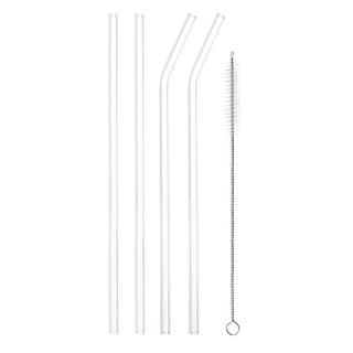 Reusable Straws Glass Straw, 4pcs Straw with One Cleaning Brush - Bed ...