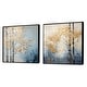 Designart "Minimalism Gold And Blue Trees Scene V" Trees Framed Art Set ...