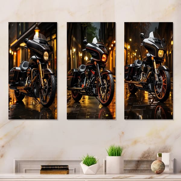 Designart - Urban Streetster Motorcycle - Motorcycle Metal Wall Art Set ...