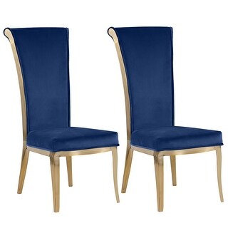 Somette Contemporary Blue Velvet High Back Side Chair, Set of 2 - Dining height - Bed Bath ...