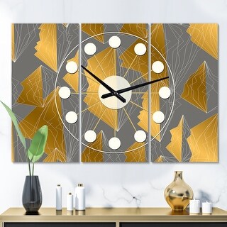 Designart 'Golden Polygon Pattern' Oversized Mid-Century wall clock - 3 ...