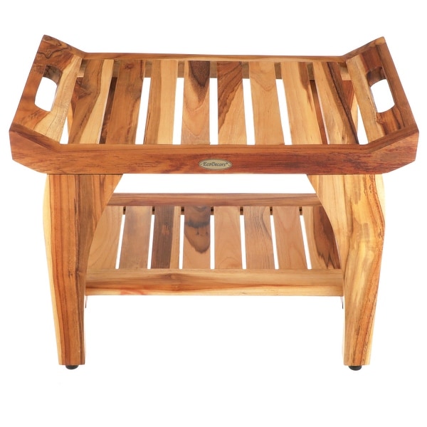 EcoDecors 28-Inch, Teak Shower Bench, Wooden Bench, Bathroom Bench ...