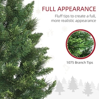 7.5ft Slim Artificial Christmas Tree with 1075 Branch Tips and Flame ...