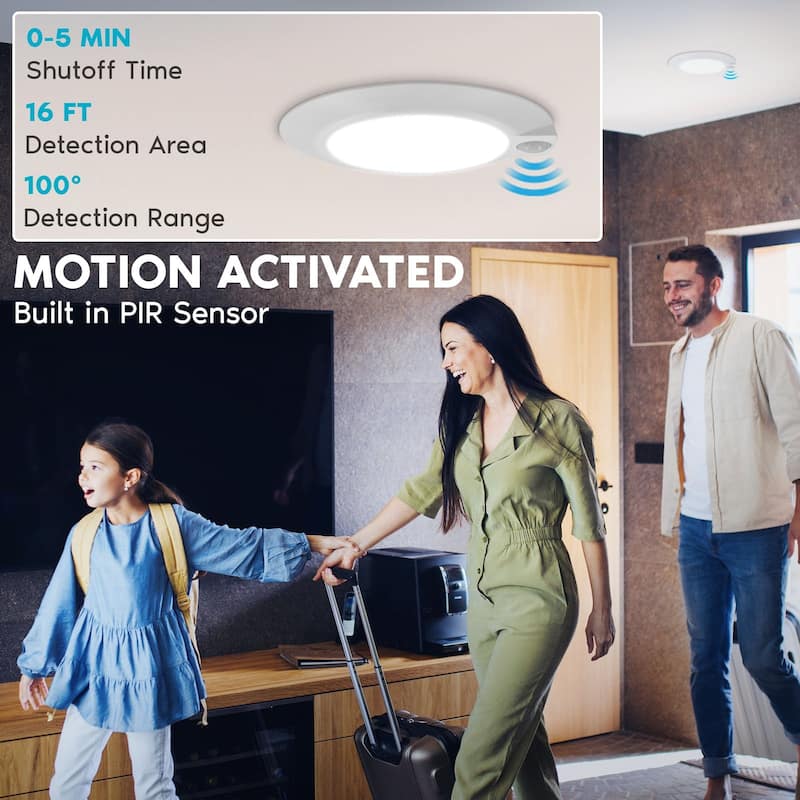 Luxrite 6 Inch LED Motion Sensor Ceiling Light, 3CCT 3000K 4000K 5000K ...