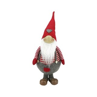 15" Red and Grey Striped "Gilbert" Standing Chubby Santa Gnome Table ...
