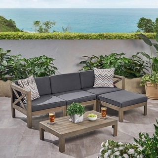 5 Piece Patio Outdoor Conversation Sofa Set with Left and Right Arm ...
