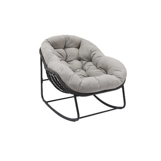 Chillrest Metal Outdoor Rocking Chair with L Gray Cushions - Bed Bath ...