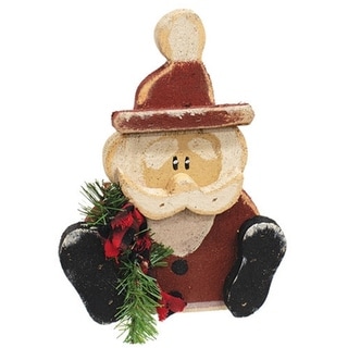 Rustic Wood Sitting Santa Decor - Unique Farmhouse Accent Piece - Bed ...