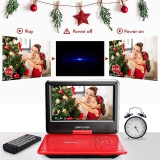 Portable DVD Player with 9" Swivel Screen Region Free,Red - Bed Bath ...