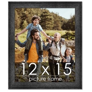 12x15 Distressed/Aged Black Complete Wood Picture Frame with UV Acrylic ...