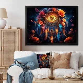 Designart "Dreamcatcher Bohemian Rhapsody II" Spiritual Framed Wall Art ...