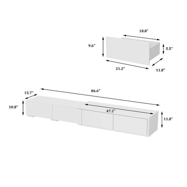Sleek Entertainment Console - TV Stand with Storage, Media Cabinet - 86 ...