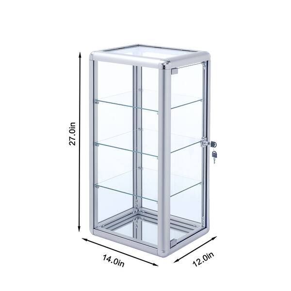 Tempered Glass Display Cabinet with Sliding Glass Door and Lock - Bed ...