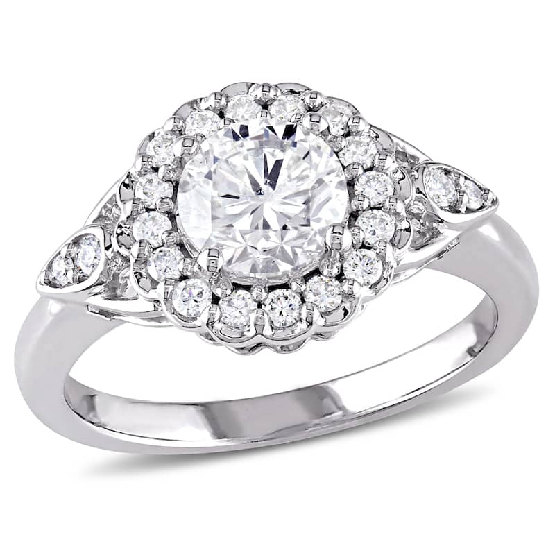 Miadora 14k White Gold 1 1/4ct TDW Diamond 3-Stone Engagement Ring ...