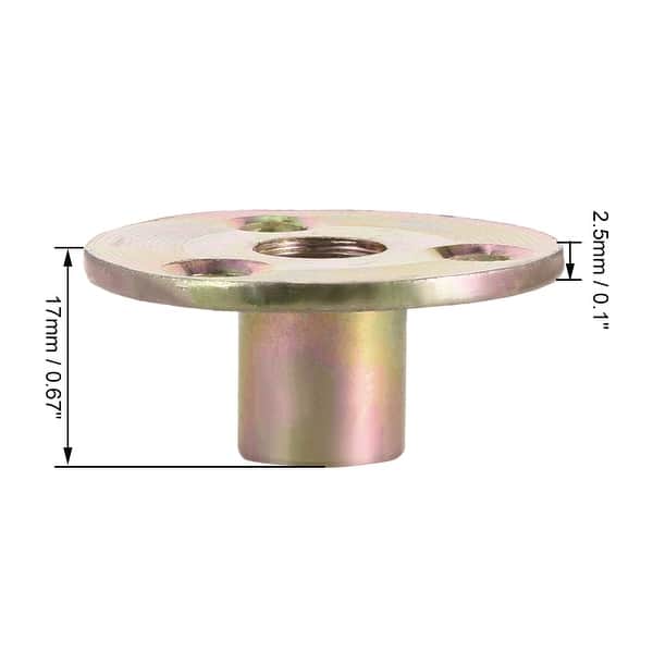 10Pcs 3/8"x36x2.5mm Brad Hole Tee Nut Round Base Screw-In T-Nut ...