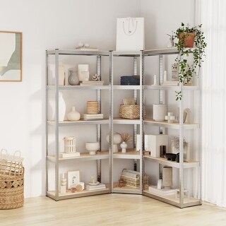 5-Layer Shelves 3 pcs Silver Steel&Engineered Wood - Bed Bath & Beyond ...