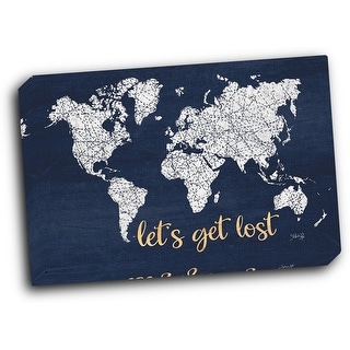 Lets Get Lost World Map 20x16 Gallery Wrapped Stretched Canvas - Bed ...
