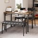 Rectangular Dining Room Table Set with Upholstered Bench and Chairs ...