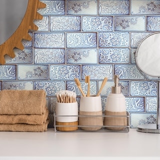 Merola Tile Biarritz Blue 3" x 6" Ceramic Wall Tile - Bed Bath & Beyond ...