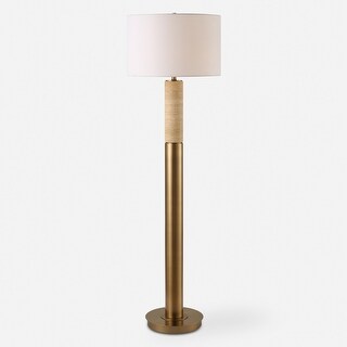 Solid Floor Lamp with Drum Shade - 66" - Antique Brass Plated Finish ...