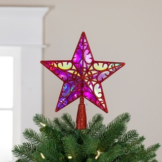 LED Lighted Star Glittered Christmas Tree Topper - 11" - Red ...