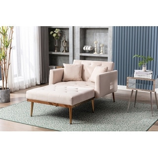 Velvet Chaise Lounges, Modern Tufted 2 in 1 Chaise Lounge Chair Indoor ...