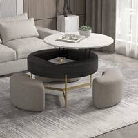 Round Coffee Table White with Storage Lift-Top Wood Coffee Table Lifts ...