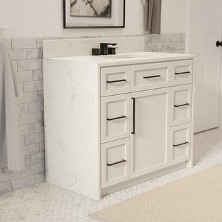 KitchenBathCollection Palisade 42" Waterfall Vanity with Engineered ...