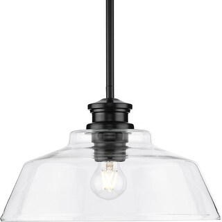 Singleton Collection 1-Light 14 in. Matte Black Medium Pendant Light ...