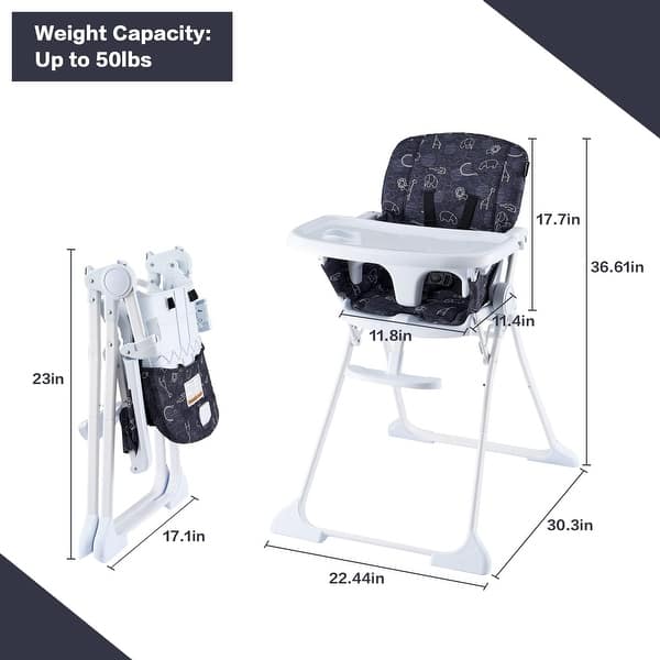 High Chair for Babies and Toddlers Foldable High Chair with Wipeable ...