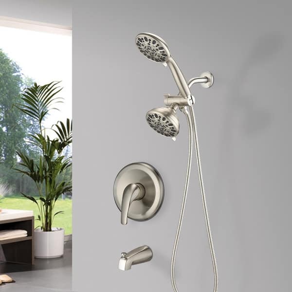 Tub And Shower Faucet With Handheld Sprayer Rain Dual 2in1 Shower Head ...